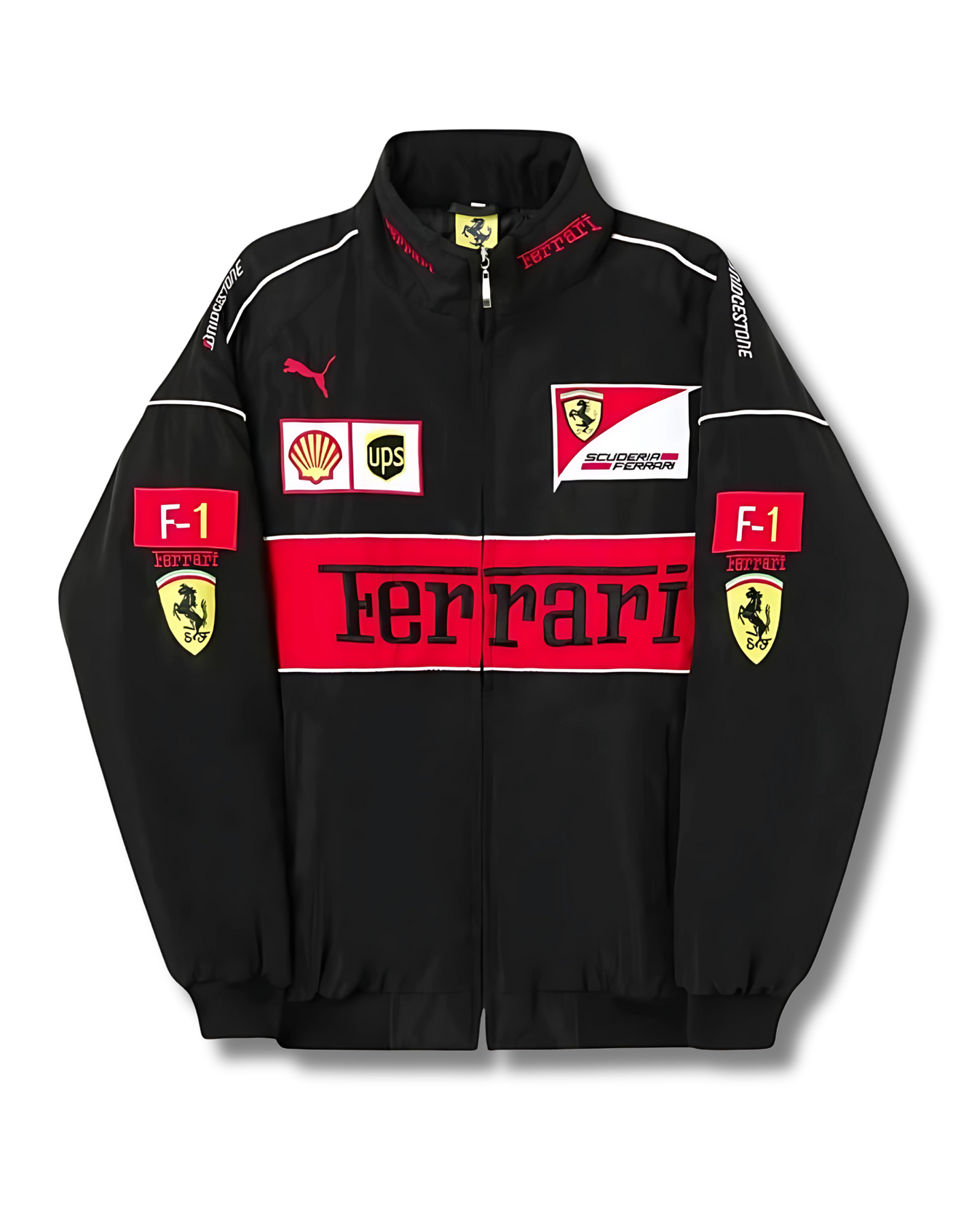 Black Red Ferrari Racing Jacket l Unisex Racing Jacket l Streetwear Cl